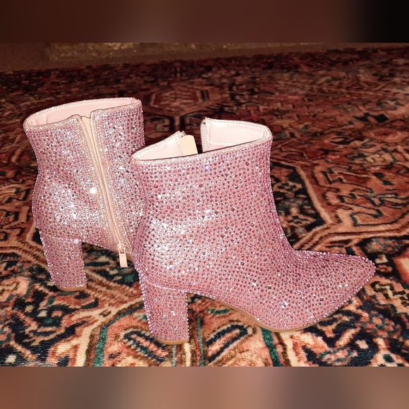 True Freedom | Shoes | Womens Pink Rhinestone Ankle Boots | Poshmark